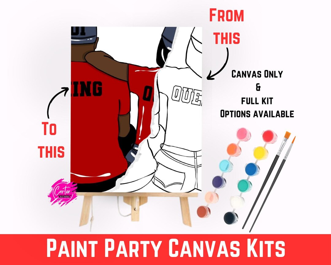 Couples Paint Party, Diy Paint Party Kit, Line Art, Paint on Canvas ...
