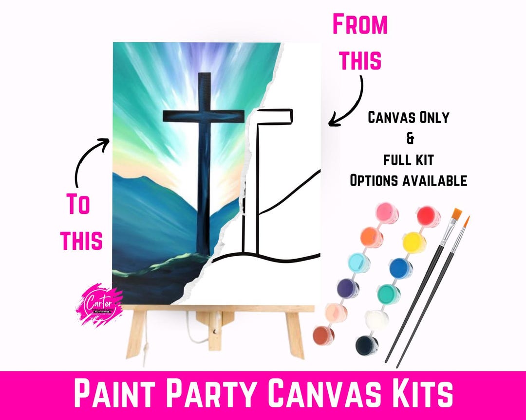 Pre Drawn Canvas , Praise and Paint, Church Activity, at the Cross - Etsy