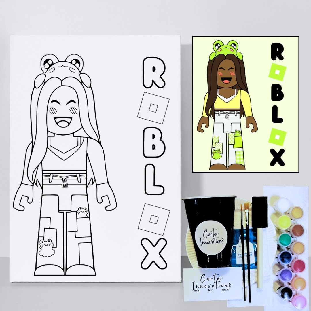 Roblox-frog Girl Pre Drawn Canvas - Etsy