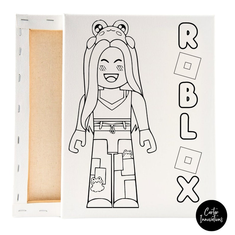 Roblox-frog Girl Pre Drawn Canvas - Etsy
