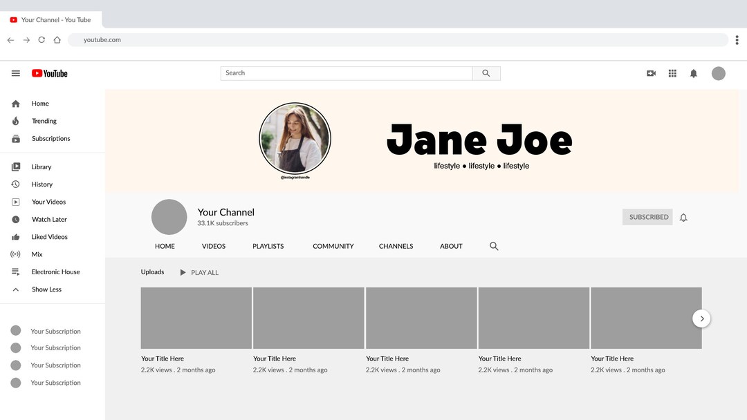 Minimalist Youtube Banner - Etsy