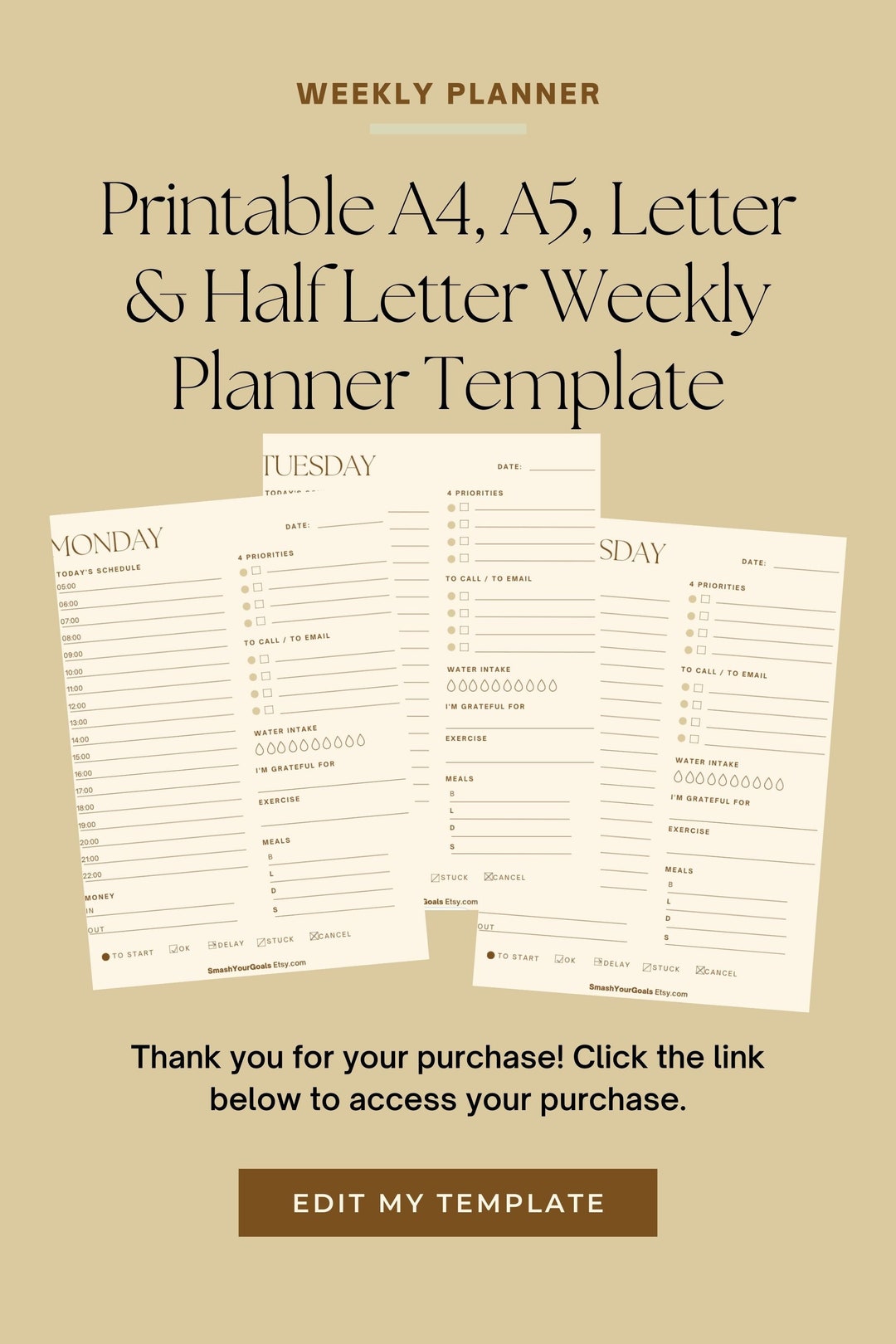 Retro Colour Weekly Printable Planner, Planner Set, Planner Inserts ...