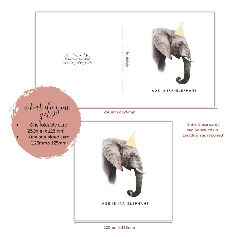 Elephant Birthday Card Punny Card Elephant Birthday Theme Happy ...