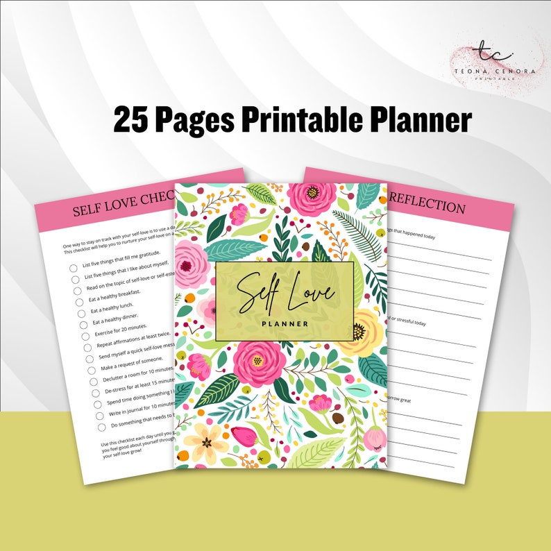 Printable Self Love Planner, Self Care Planner, Mood Tracker ...