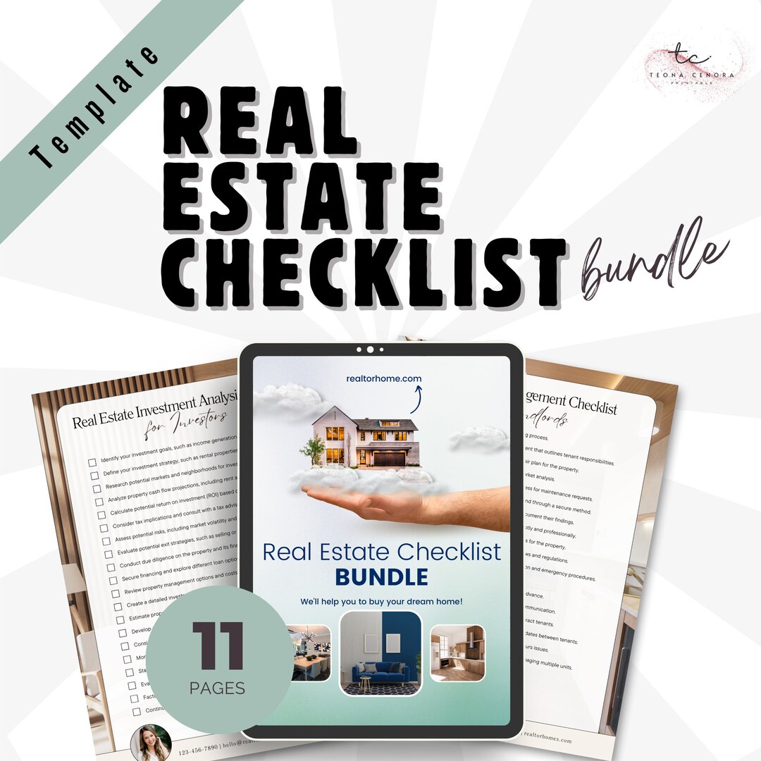 Real Estate Agent Checklist Bundle: Canva Template (digital Download ...