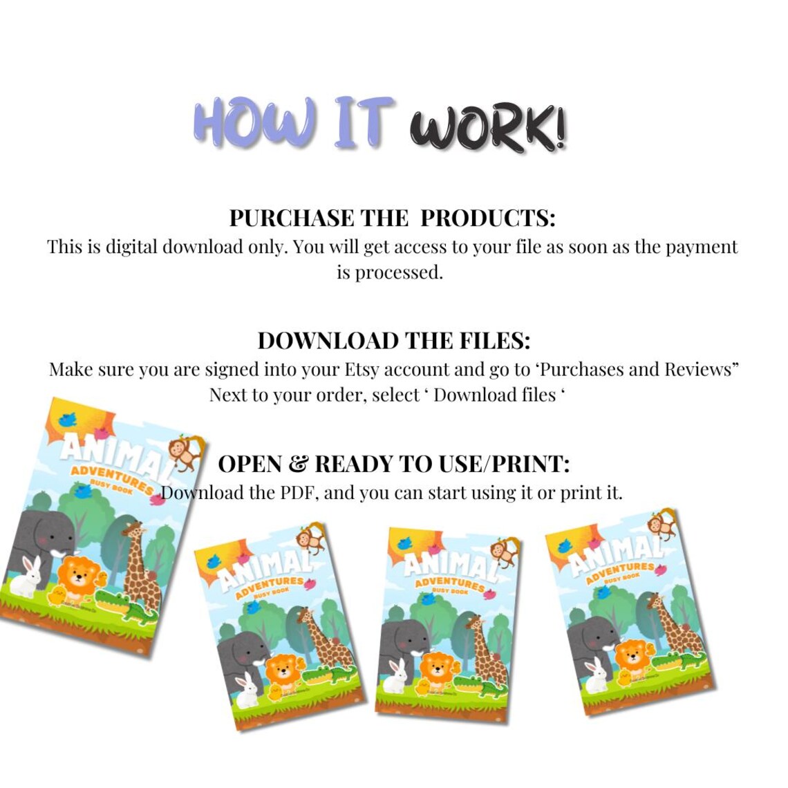 Animal Adventures Busy Book: Early Learning Activity (digital Download ...