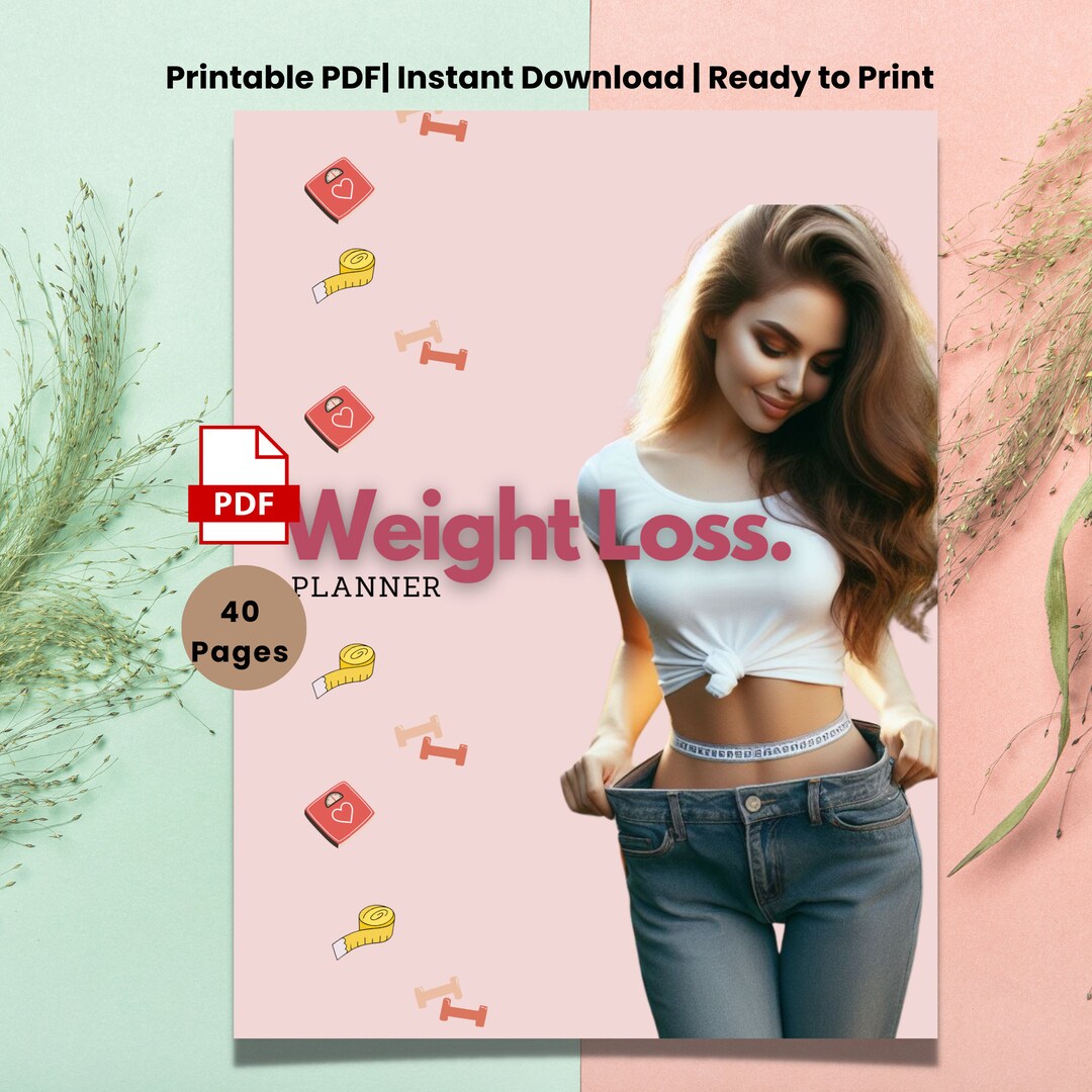 Rose Pink Weight Loss Printable Planner, Weight Loss Journal, Weight ...