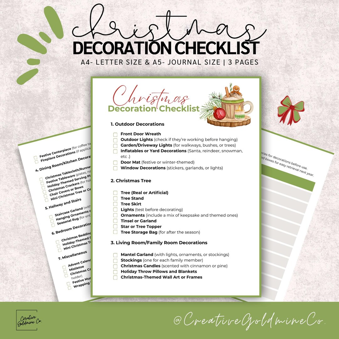 Christmas Decoration Checklist | Printable Page | Printable Planner ...