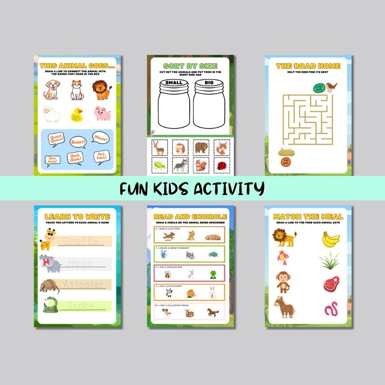 Animal Adventures Busy Book - Early Leaning Printable Activity Books ...