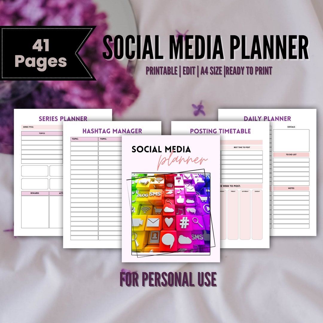 Social Media Planner, Printable Social Media Planner, Social Media ...