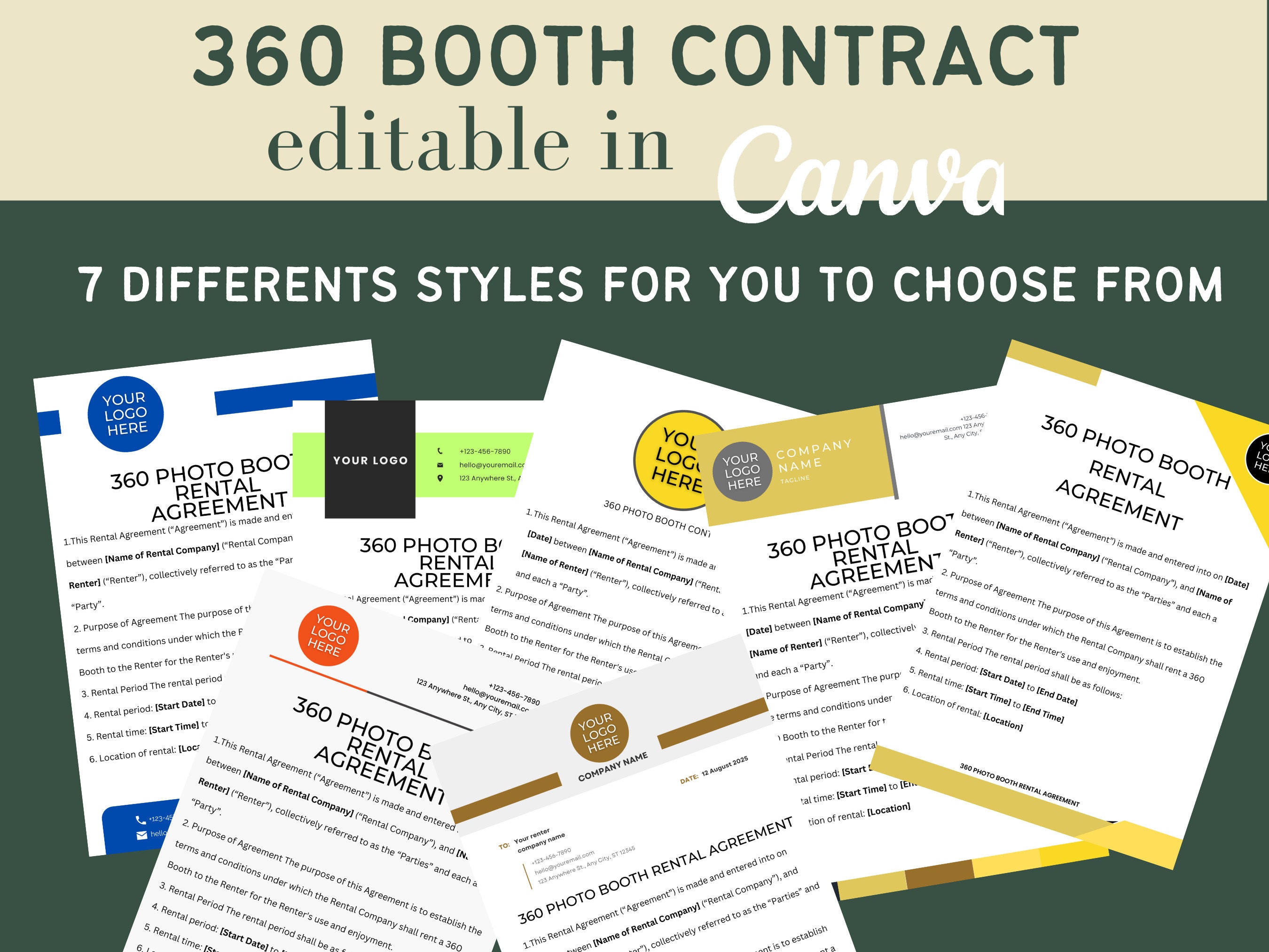 360 Photo Booth Contract 360 Booth Editable Contract Template, Photo ...