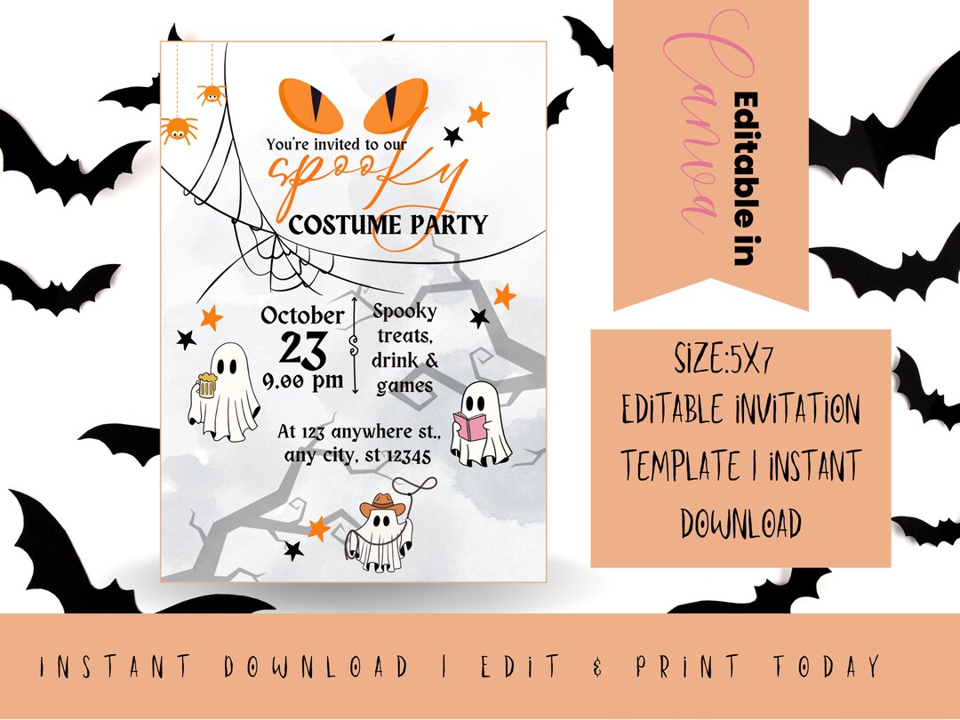 Editable Spooky Costume Party Spooky Party Invitation Etsy