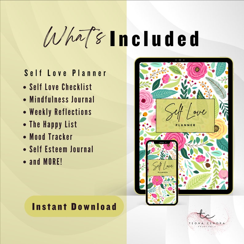Printable Self Love Planner, Self Care Planner, Mood Tracker ...