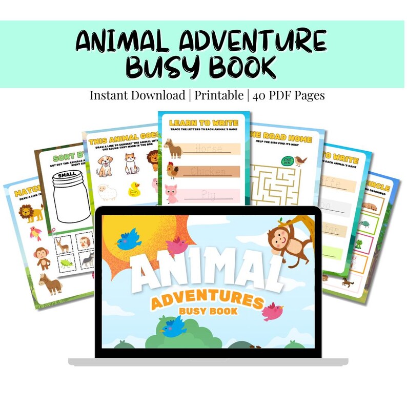 Animal Adventures Busy Book: Early Learning Activity (digital Download ...