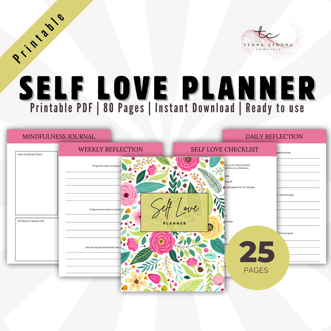 Printable Self Love Planner, Self Care Planner, Mood Tracker ...