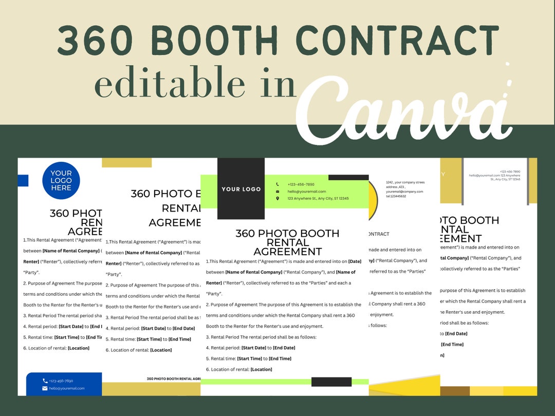 360 Photo Booth Contract 360 Booth Editable Contract Template, Photo ...