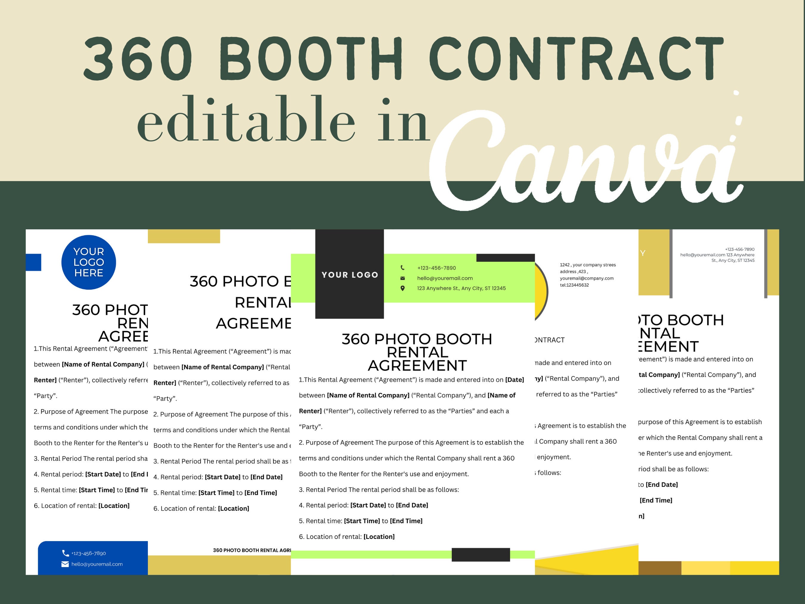 360 Photo Booth Contract 360 Booth Editable Contract Template, Photo ...