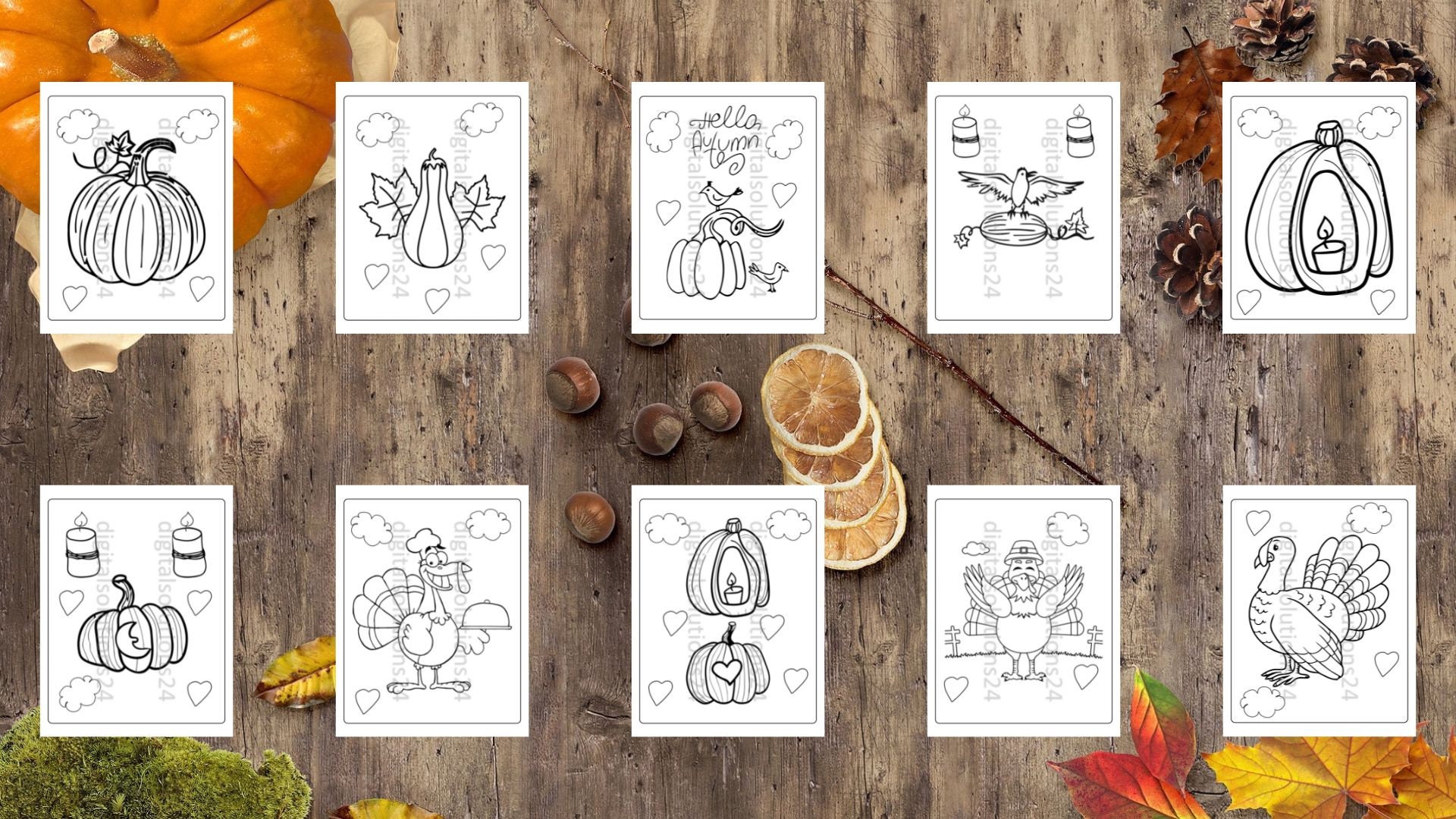 Thanksgiving Coloring Pages for Kids & Adults, Fall Coloring Pages ...