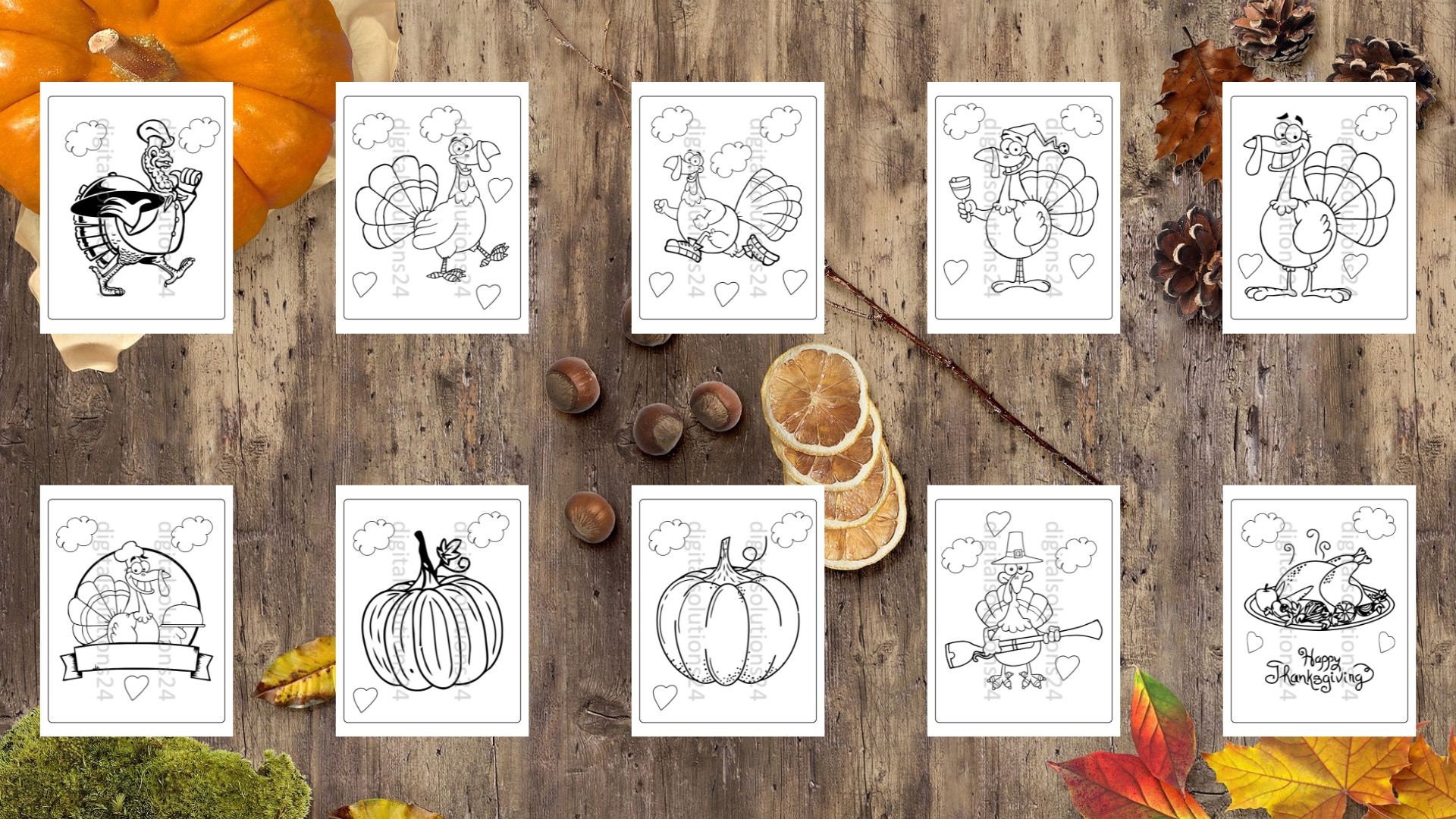 Thanksgiving Coloring Pages for Kids & Adults, Fall Coloring Pages ...