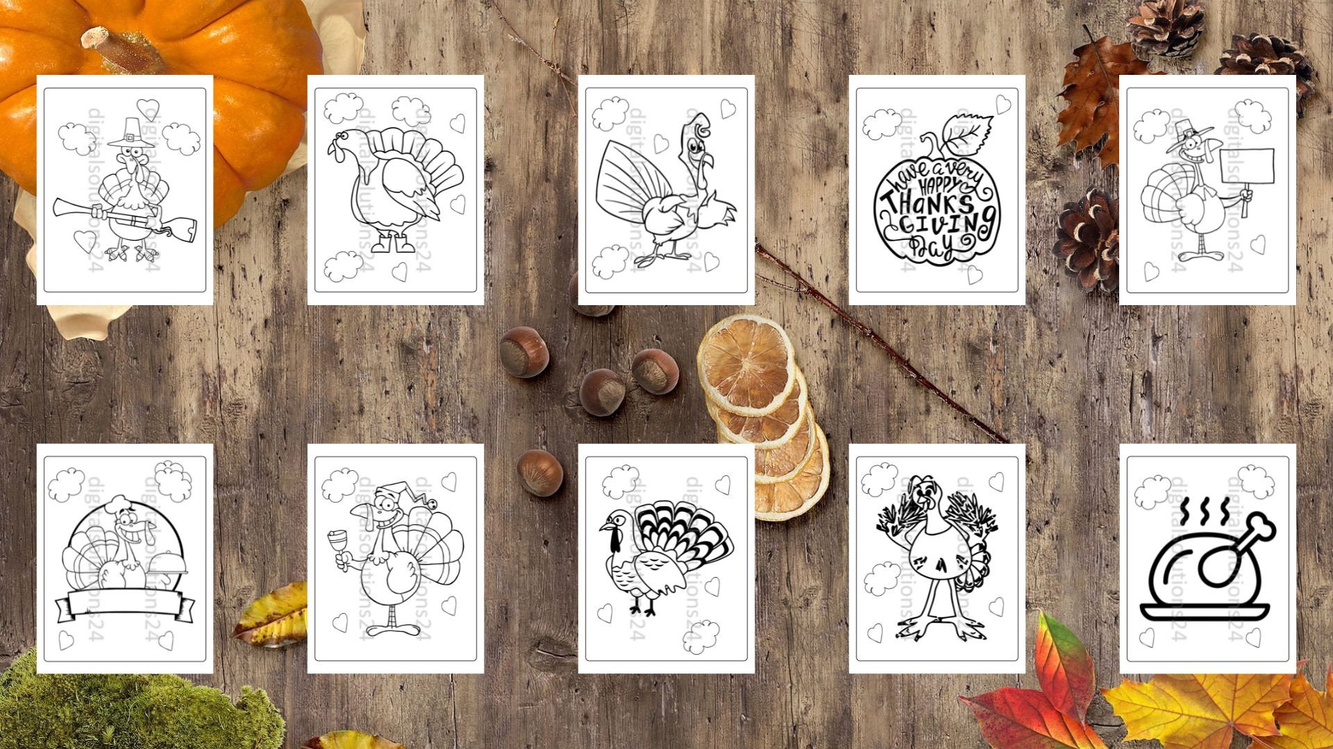 Thanksgiving Coloring Pages for Kids & Adults, Fall Coloring Pages ...