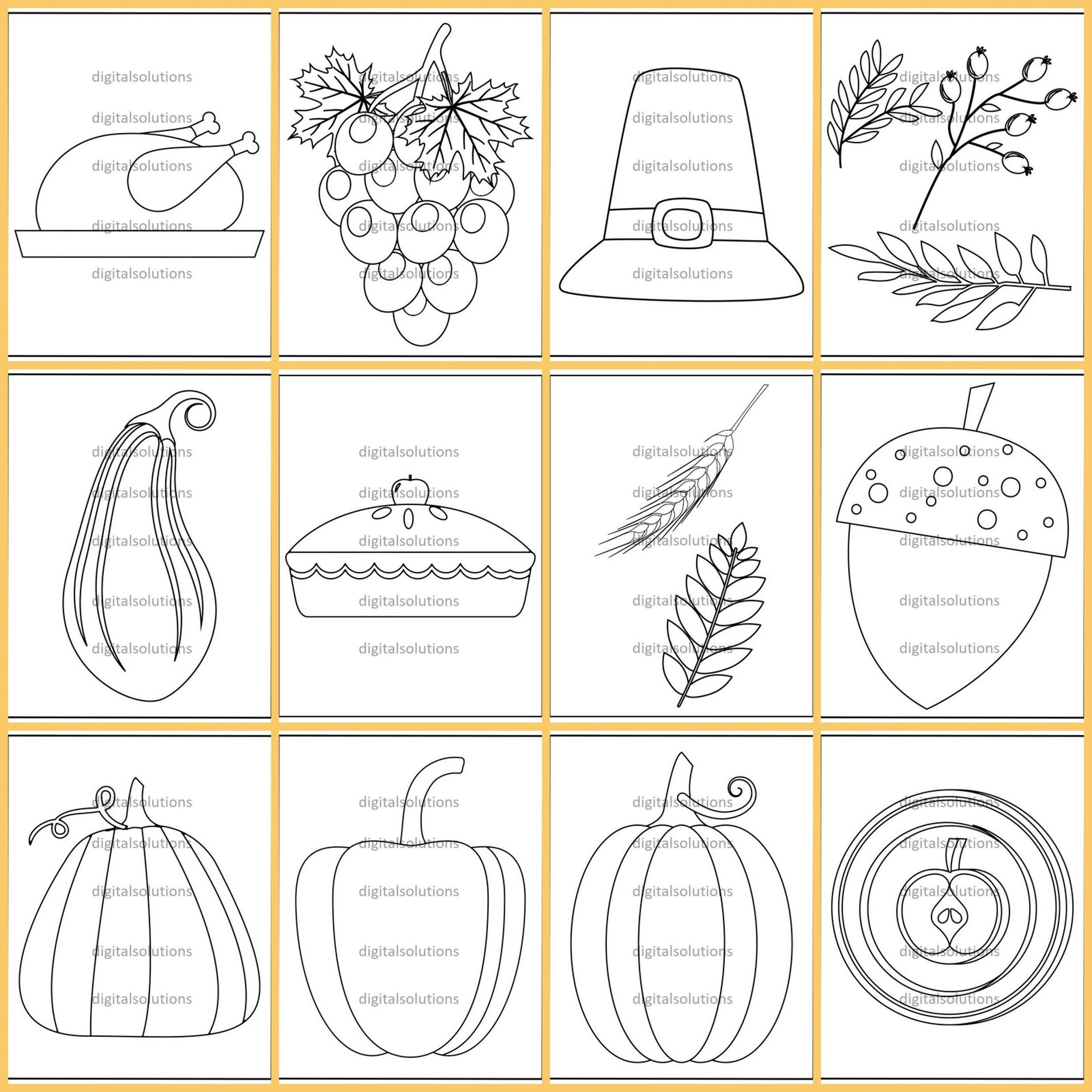 Thanksgiving Coloring Pages for Kids & Adults, Fall Coloring Pages ...