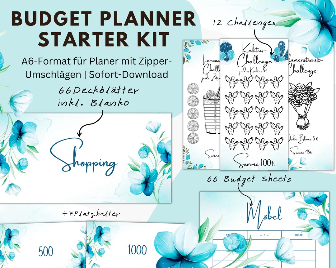 Budget Planer A6 Starter Set | 66 Deckblätter 66 Tracker 12 ...