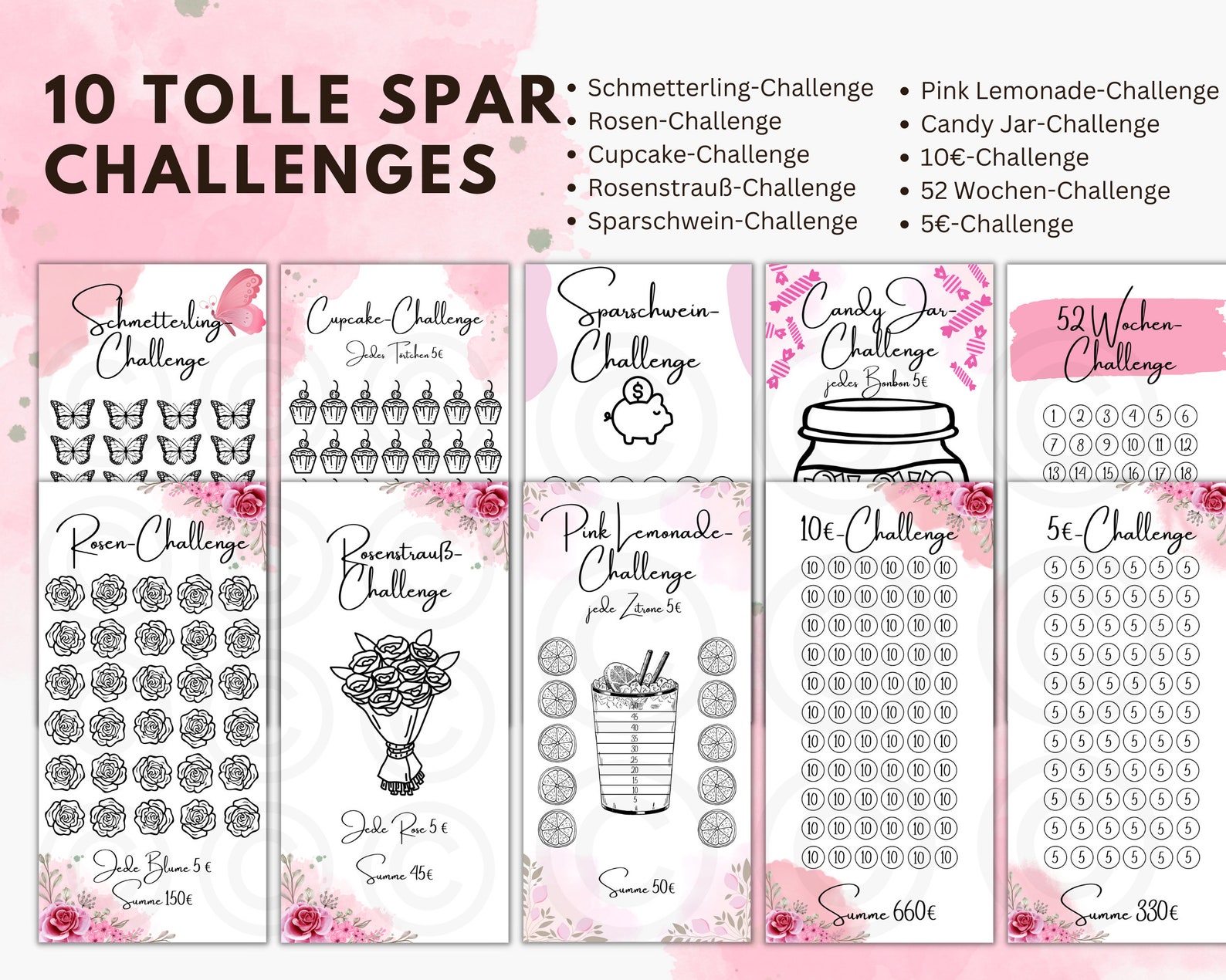 Budget A6 Planer Spar Challenges | 10 tolle Spar Spiele | PDF Download ...