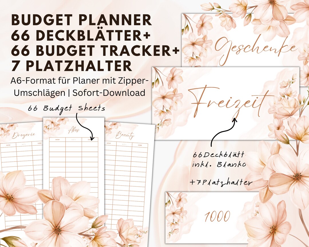 Budget Planner A6 Set | 66 Cover Pages Tracker Placeholders | Download ...