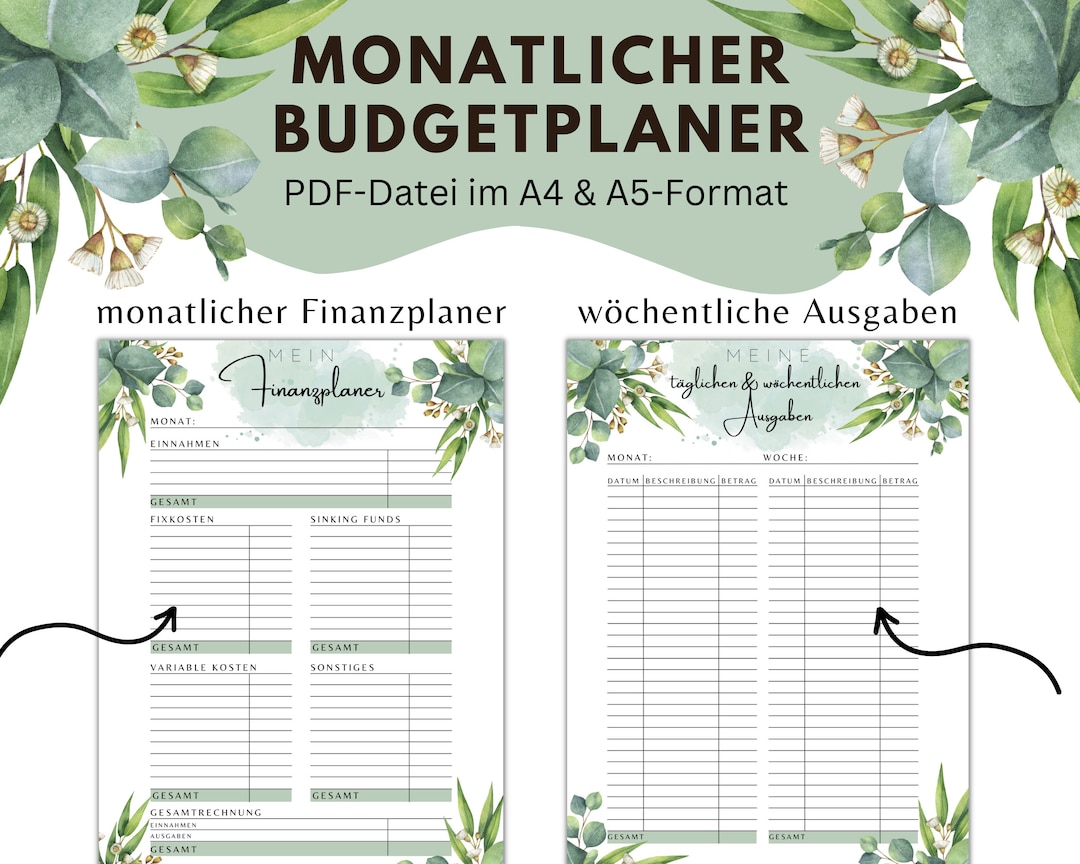 Budgetplaner | Finanz-Tracker | Finanzplaner | Haushaltsbuch | Notizen ...