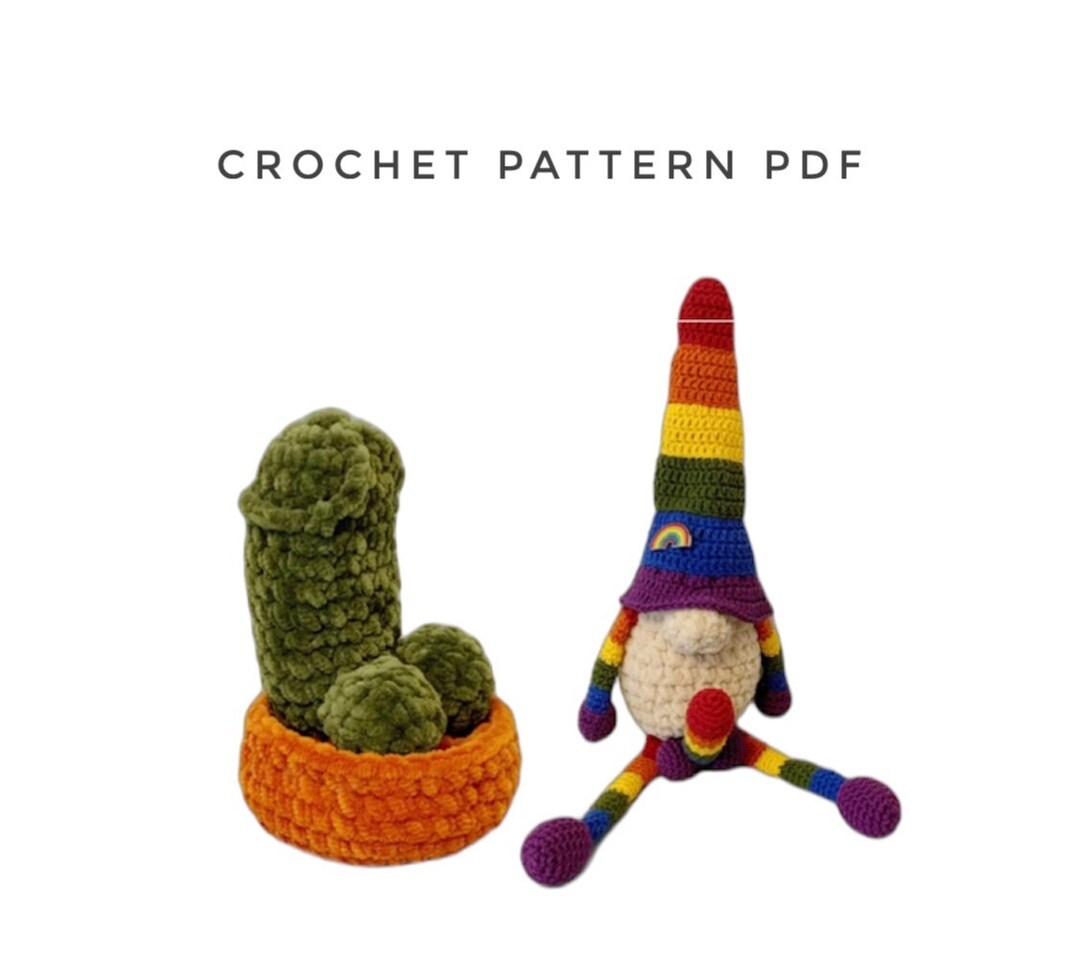 Crochet Pattern PDF for Beginners - Cactus & Gnome, Crochet Penis Fun Adult Willy, Amigurumi ...