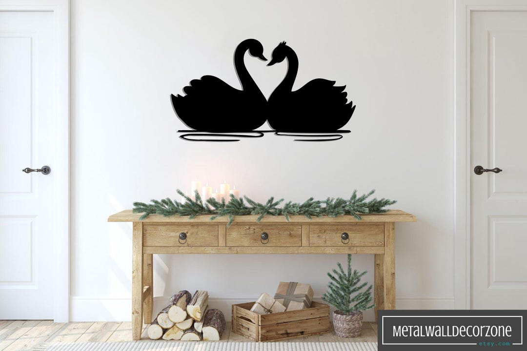 Lover Swans Metal Wall Art, Metal Wall Decor, Wall Hangings, Livingroom ...