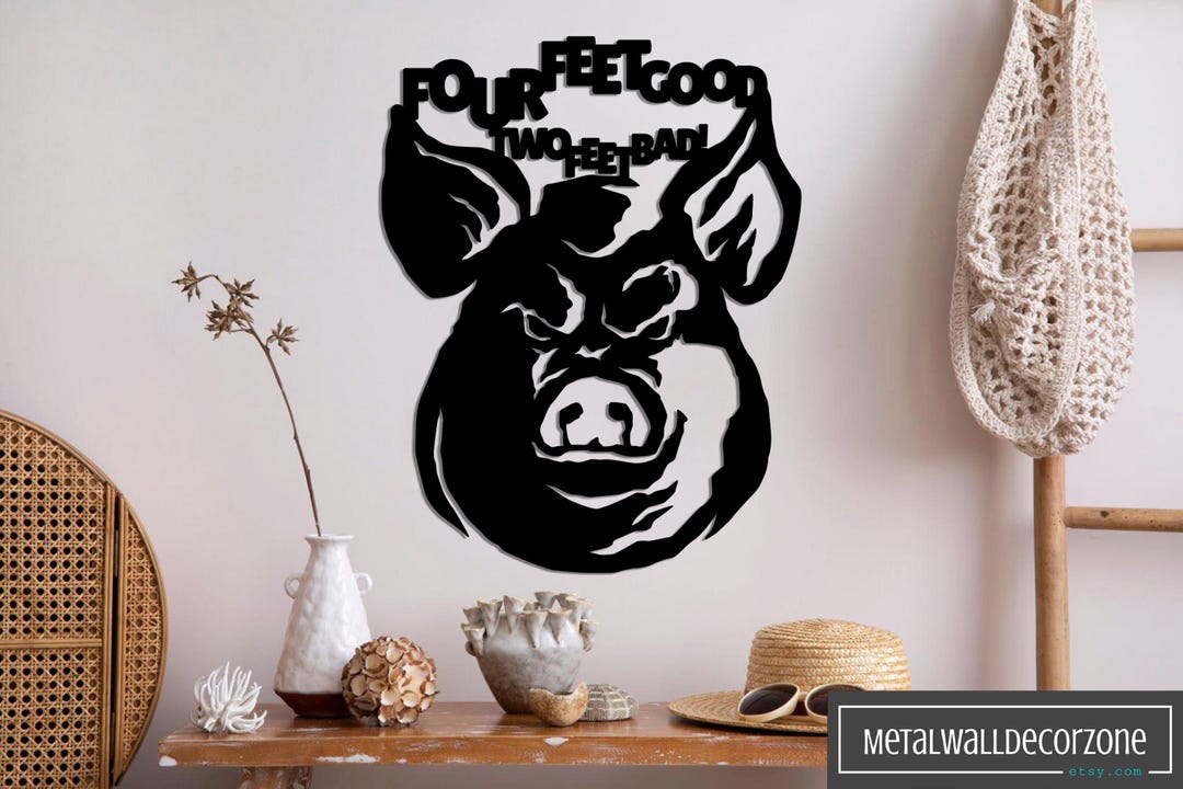 Farm Pig Metal Wall Art, Metal Wall Decor, Farmhouse Decor, Farmhouse ...