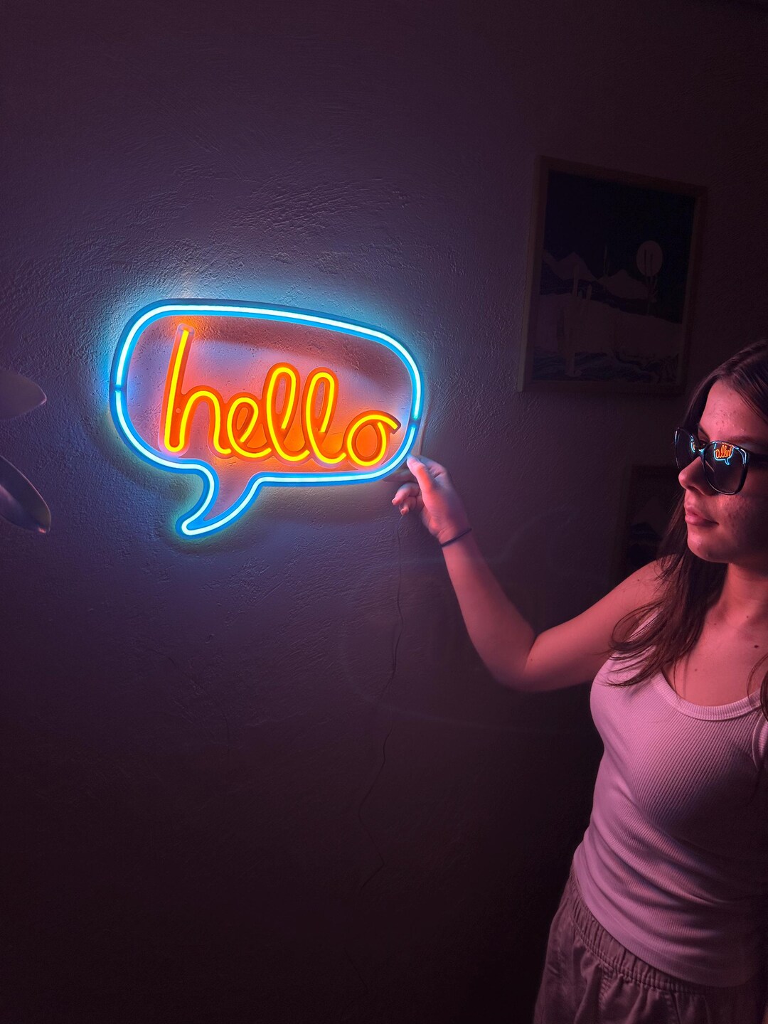 Hello Neon Wall Art – Vibrant LED Decor for a Lively Space, Home Office ...