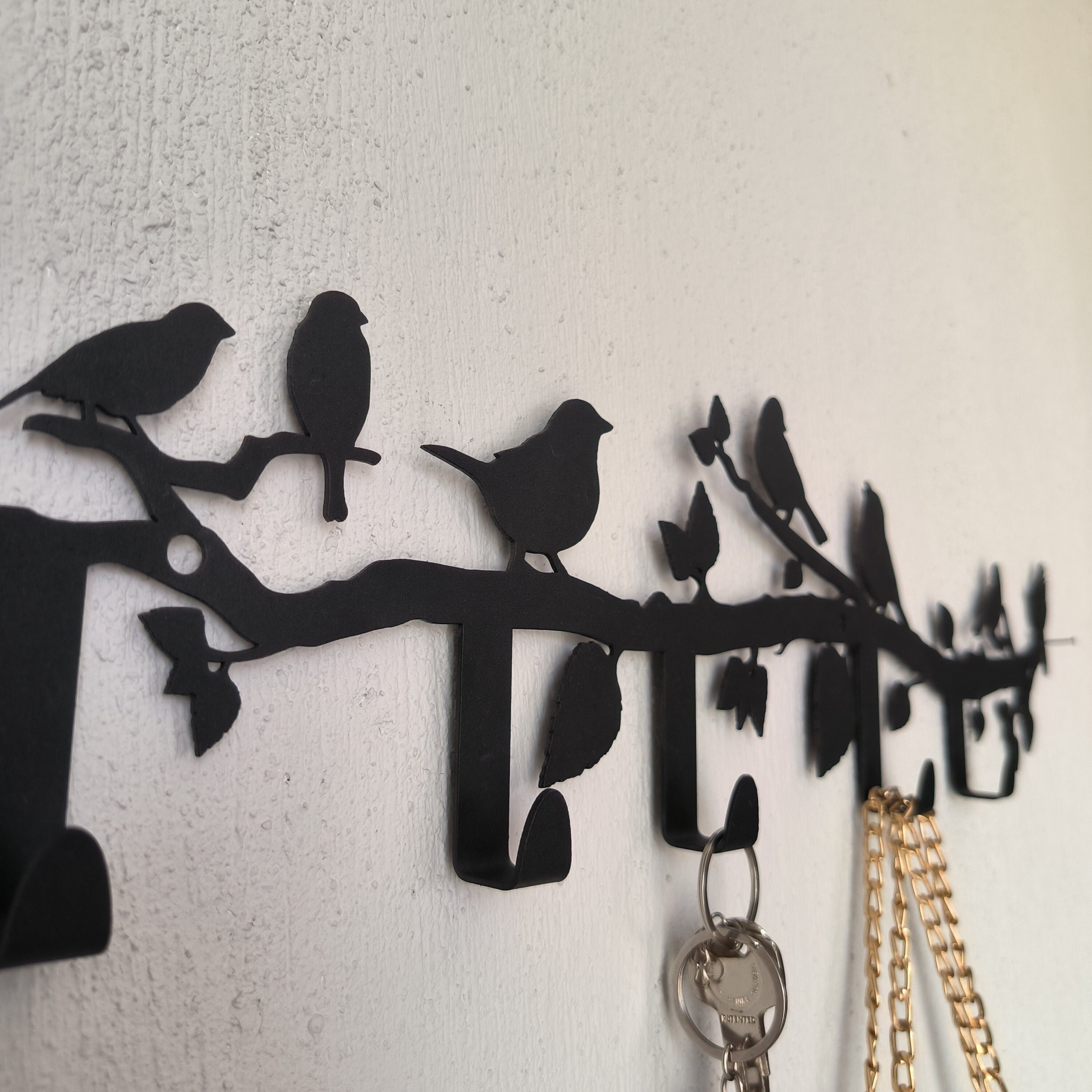 Birds Branch Metal Coat Rack, Metal Wall Hanger, Modern Entryway Wall ...