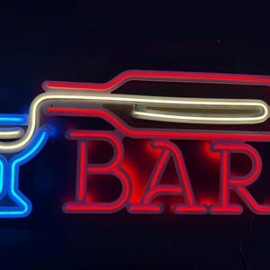 Illuminated Bar LED Sign: Modern Metal Wall Art for Home Pub Decor ...