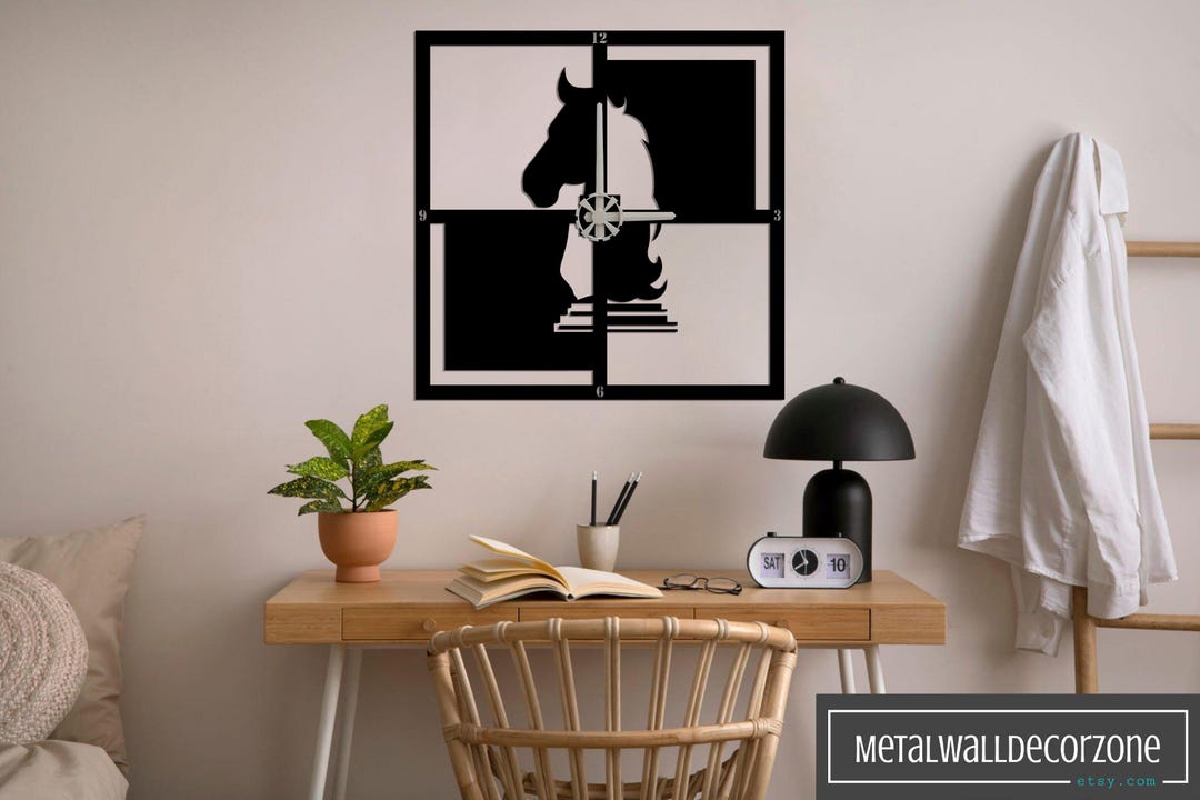 Chess Wall Clock, Metal Wall Clock, Wall Clock Large, Wall Clock With ...