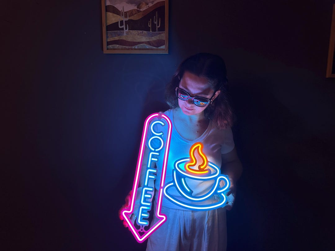 Coffee Neon Sign 2, LED Metal Neon Wall Art, Coffee Lover Gift, Kitchen ...
