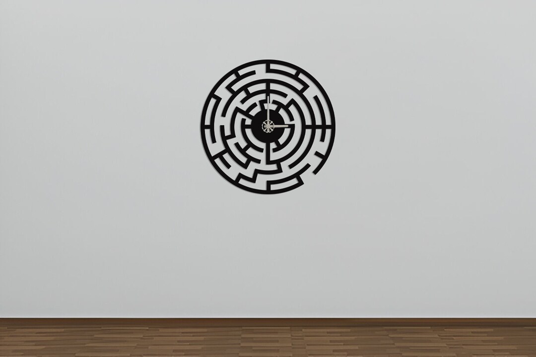 Labyrinth Design Wall Clock, Metal Wall Clock, Wall Clock Large, Wall ...