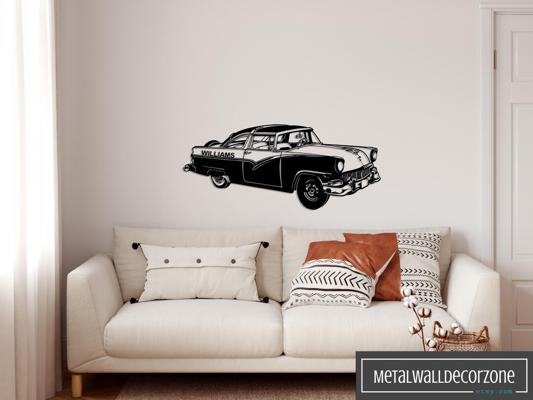 Personalized Vintage Car Decor, Monogram Geometric Vintage Car Wall Art ...