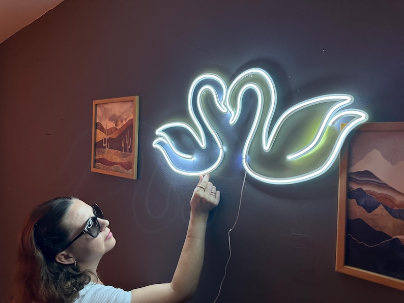 Customizable Swan Neon LED Sign: Elegant Metal Wall Art Decor for ...