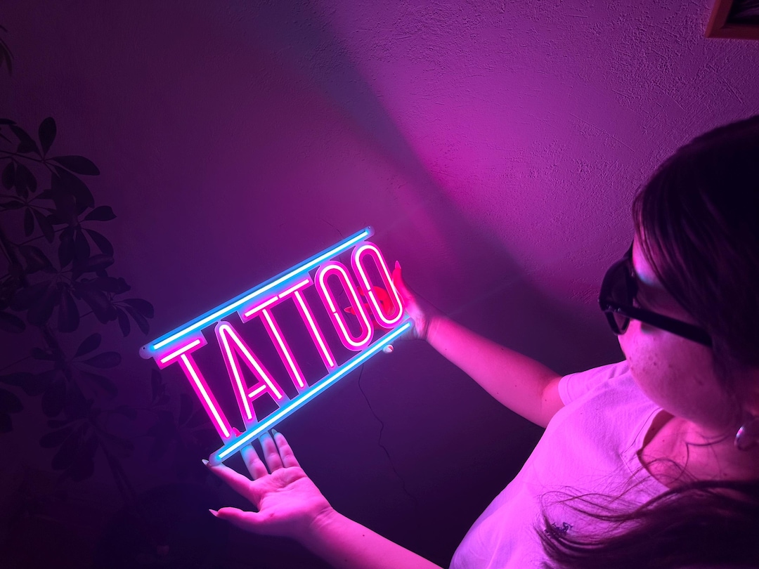 Custom LED Tattoo Neon Sign: Illuminated Wall Art for Parlors, Studios ...