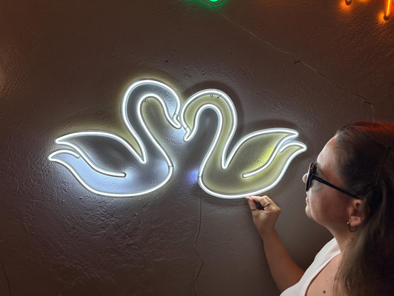 Customizable Swan Neon LED Sign: Elegant Metal Wall Art Decor for ...