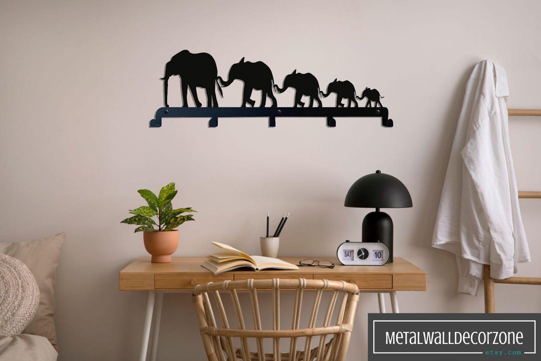 Elephant Family Metal Wall Hanger for the Walls, Indoor Outdoor Use ...