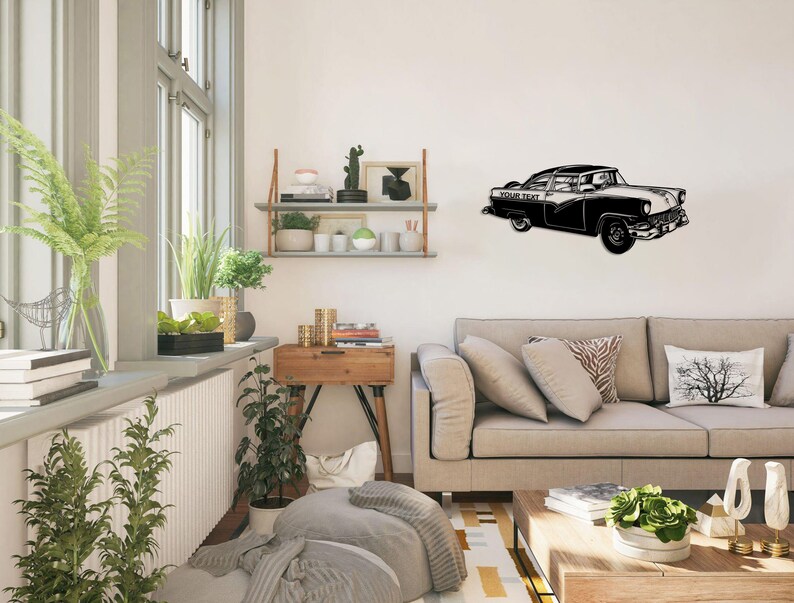 Personalized Vintage Car Decor, Monogram Geometric Vintage Car Wall Art ...