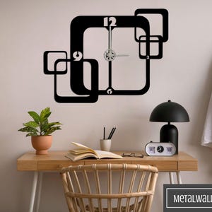 Squares Numbers Wall Clock, Metal Wall Clock, Wall Clock Large, Wall ...
