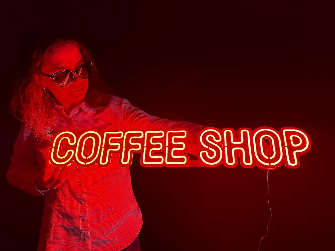 Customizable LED Coffee Shop Neon Sign: Illuminated Metal Wall Art for ...