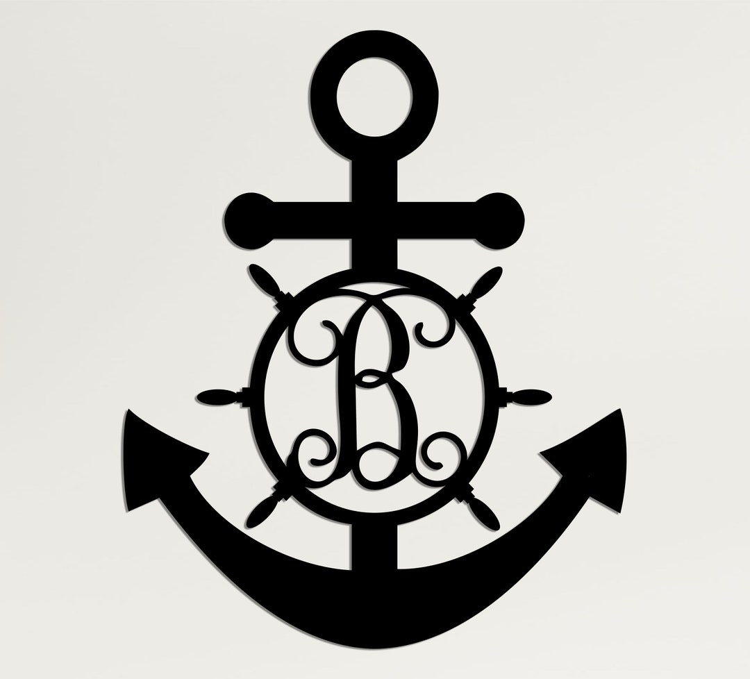 Personalized Anchor Decor, Monogram Geometric Anchor Wall Art, Custom ...