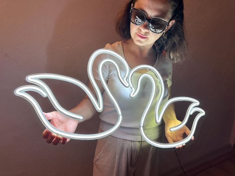 Customizable Swan Neon LED Sign: Elegant Metal Wall Art Decor for ...