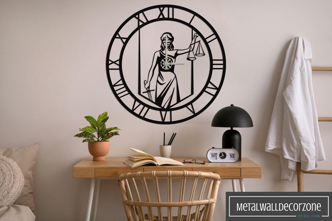 Themis Lady Justice Metal Wall Clock: Legal Office Decor Timepiece - Etsy