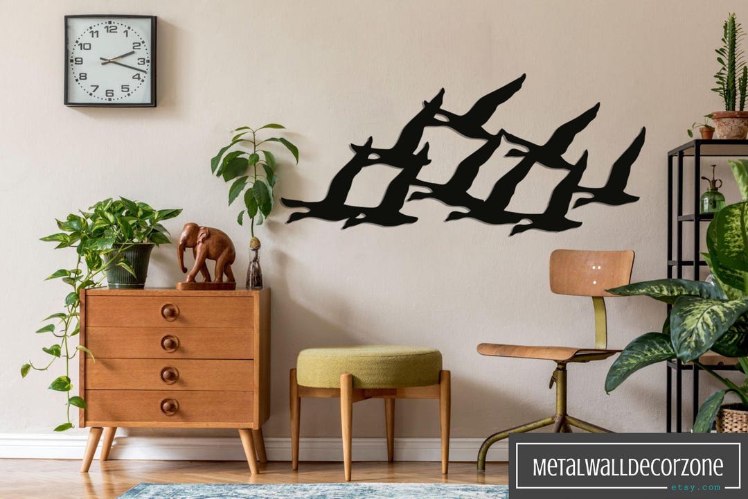 Geese Flock Metal Wall Art, Birds Wall Decor, Kitchen Wall Sign, Metal ...